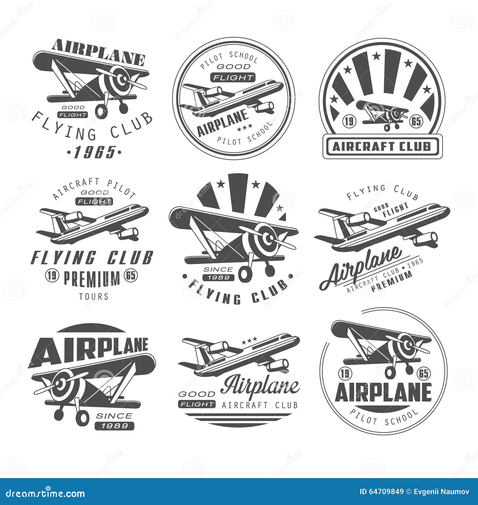 Airplane Club Logo, Emblem Of Airlift Company Cartoon Vector ...