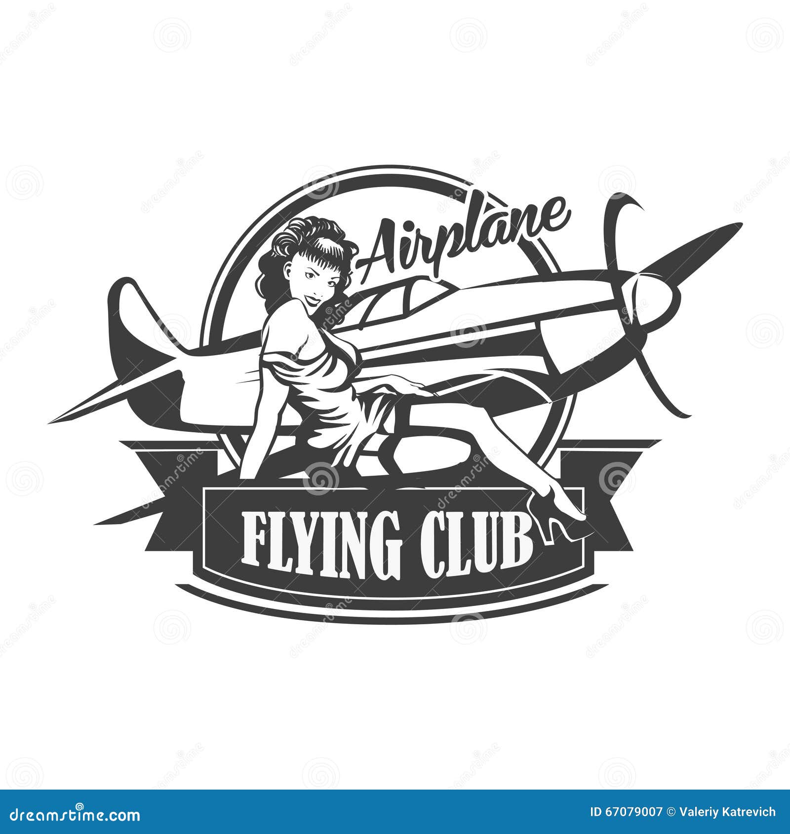 Airplane Club Logo, Emblem Of Airlift Company Cartoon Vector ...