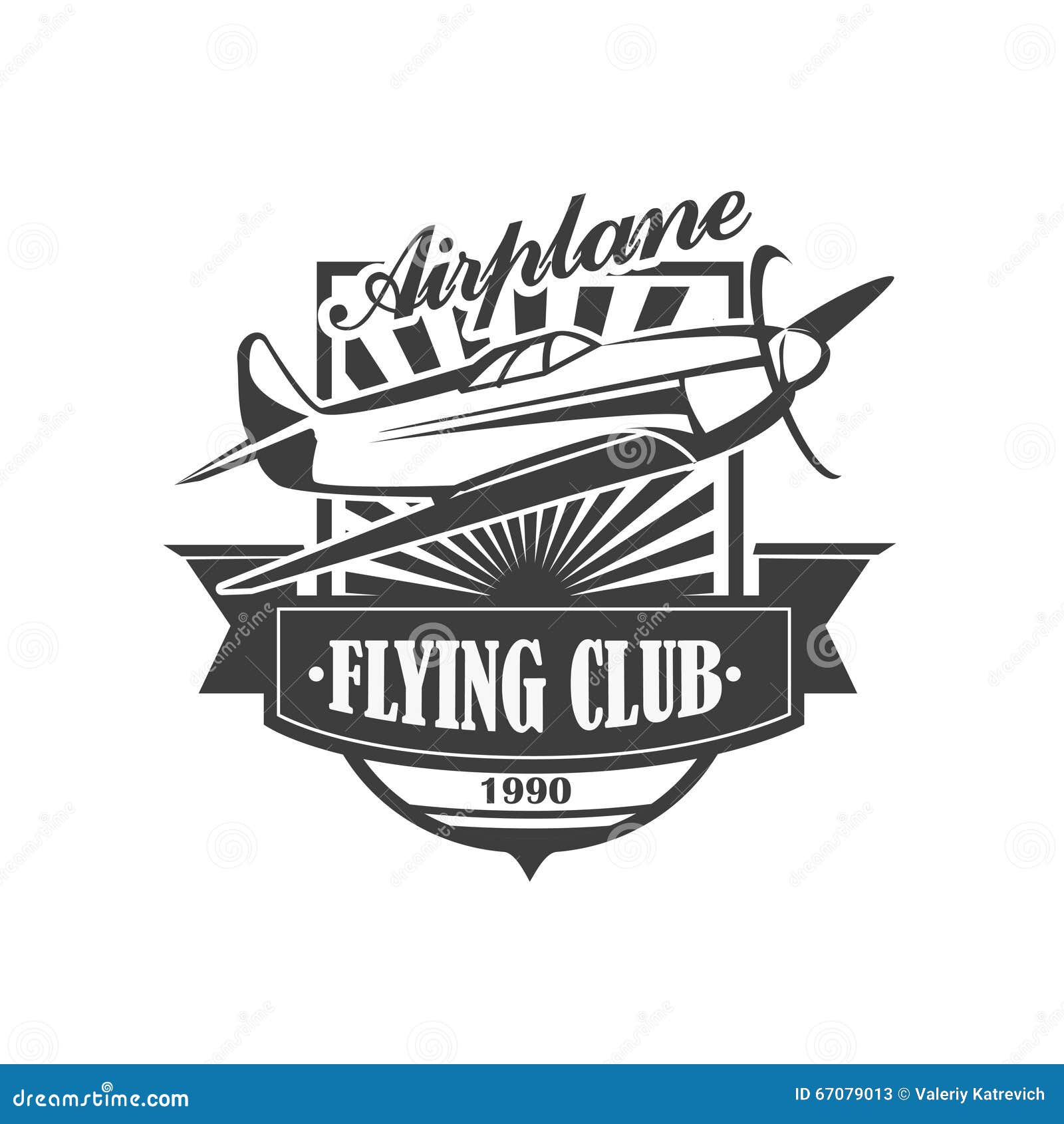Airplane Club Logo, Emblem Of Airlift Company Cartoon Vector ...