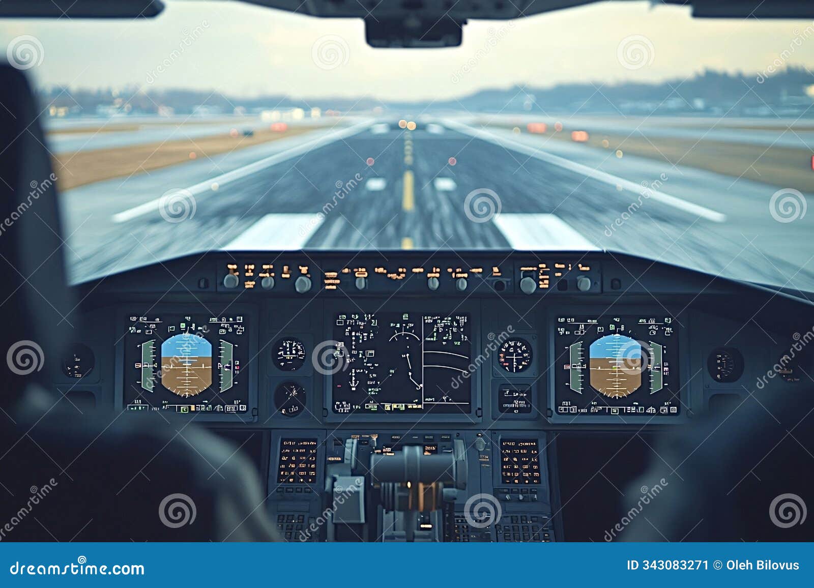 Airplane Cockpit Accelerating on Runway during Takeoff Stock Image ...