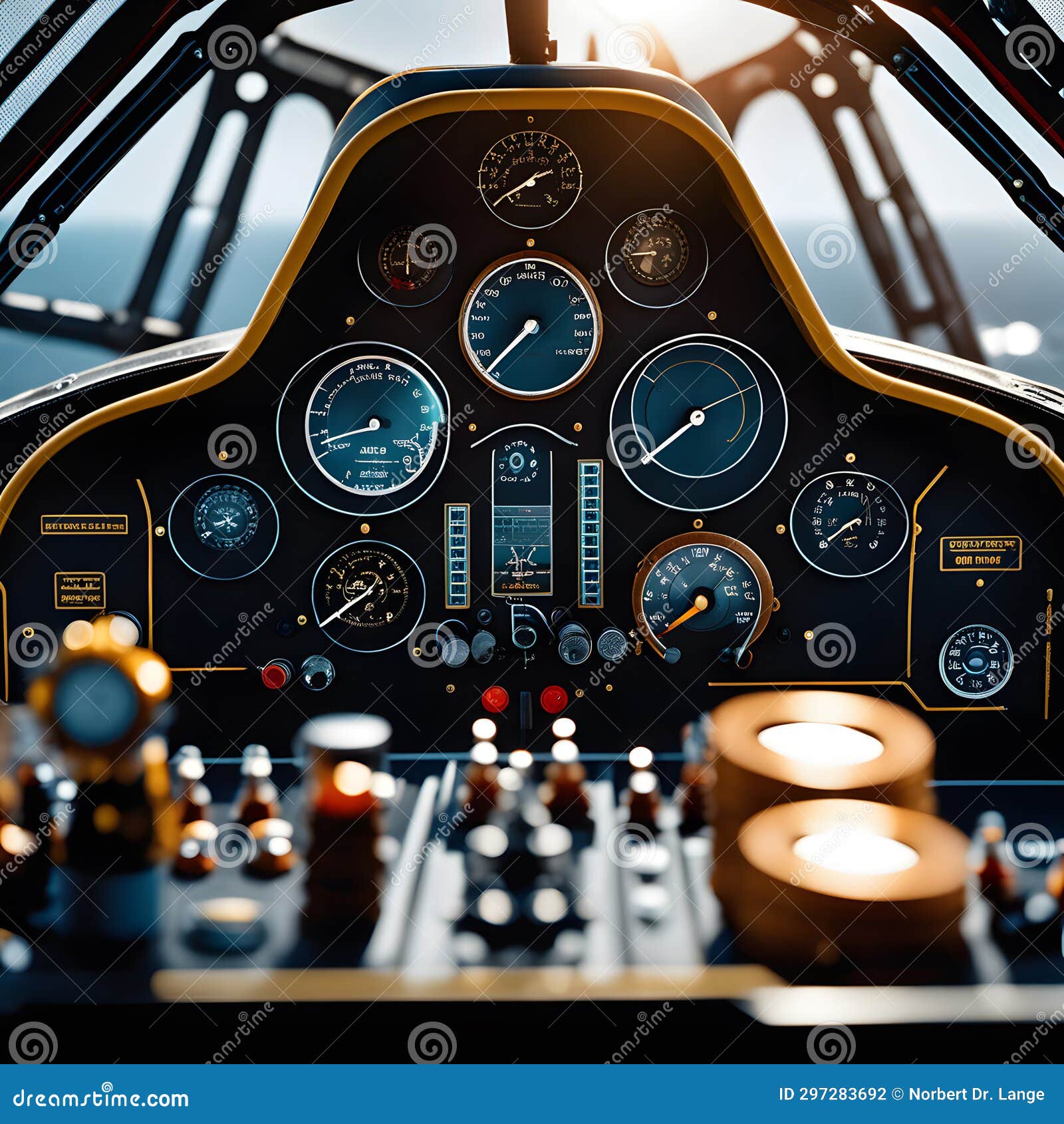 Airplane Cockpit, AI-generatet Stock Photo - Image of rudder, lights ...