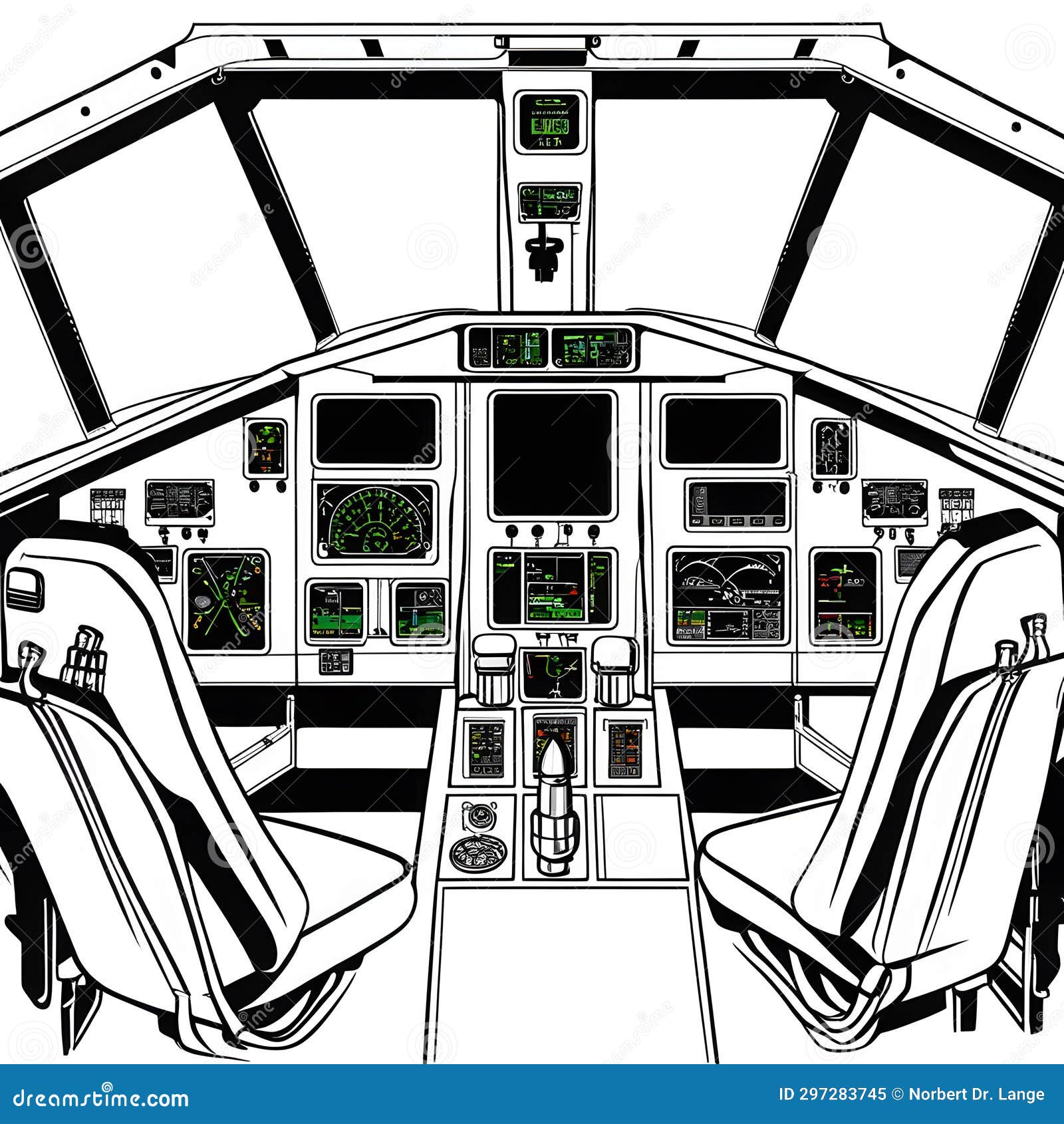 Airplane Cockpit, AI-generatet Stock Illustration - Illustration of ...