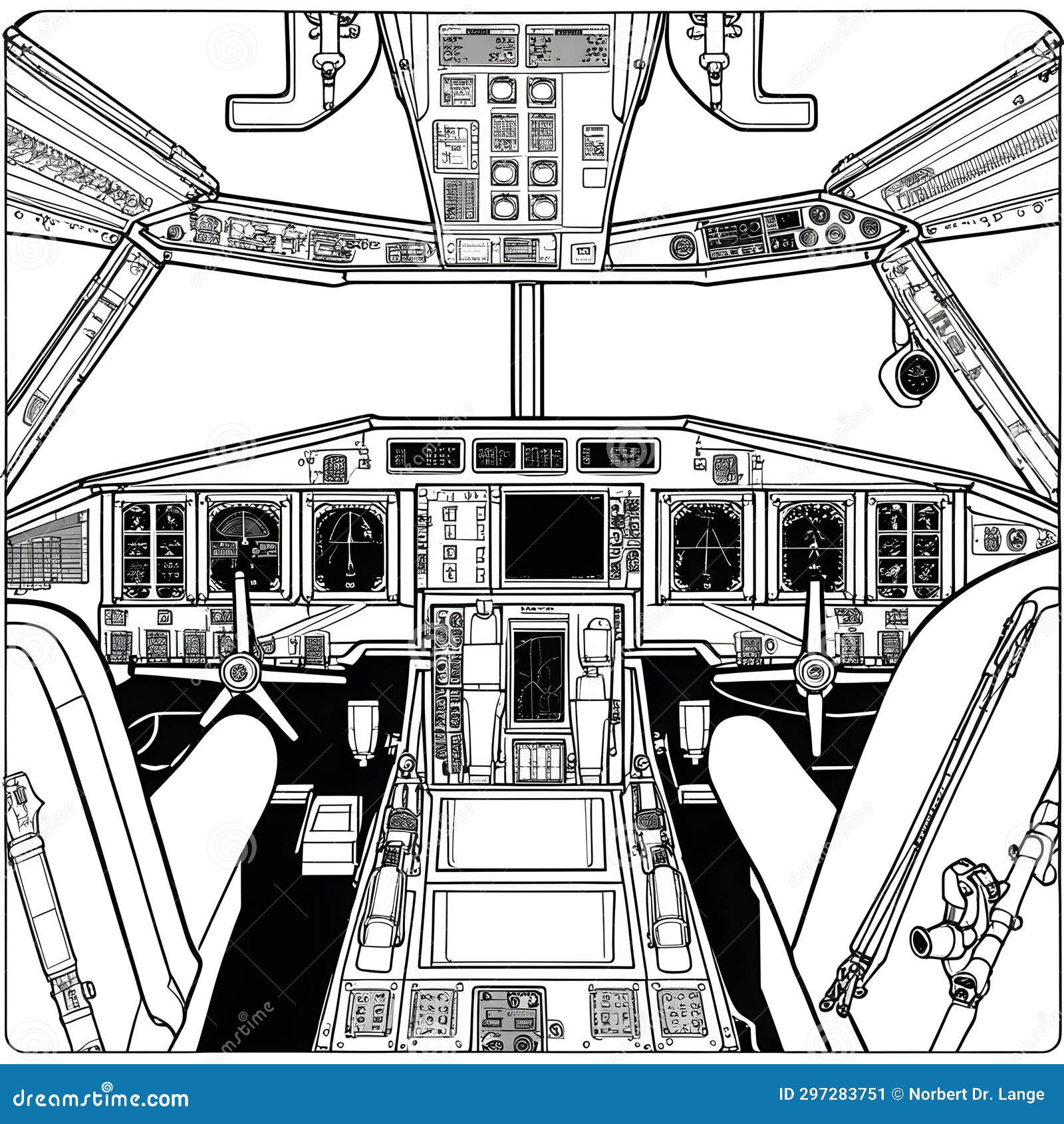 Airplane Cockpit, AI-generatet Stock Illustration - Illustration of ...