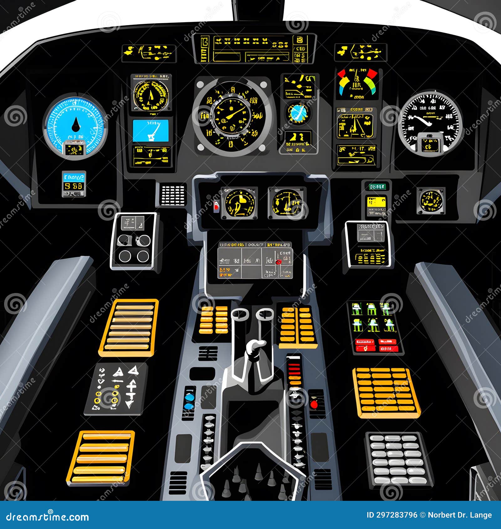 Airplane Cockpit, AI-generatet Stock Illustration - Illustration of ...
