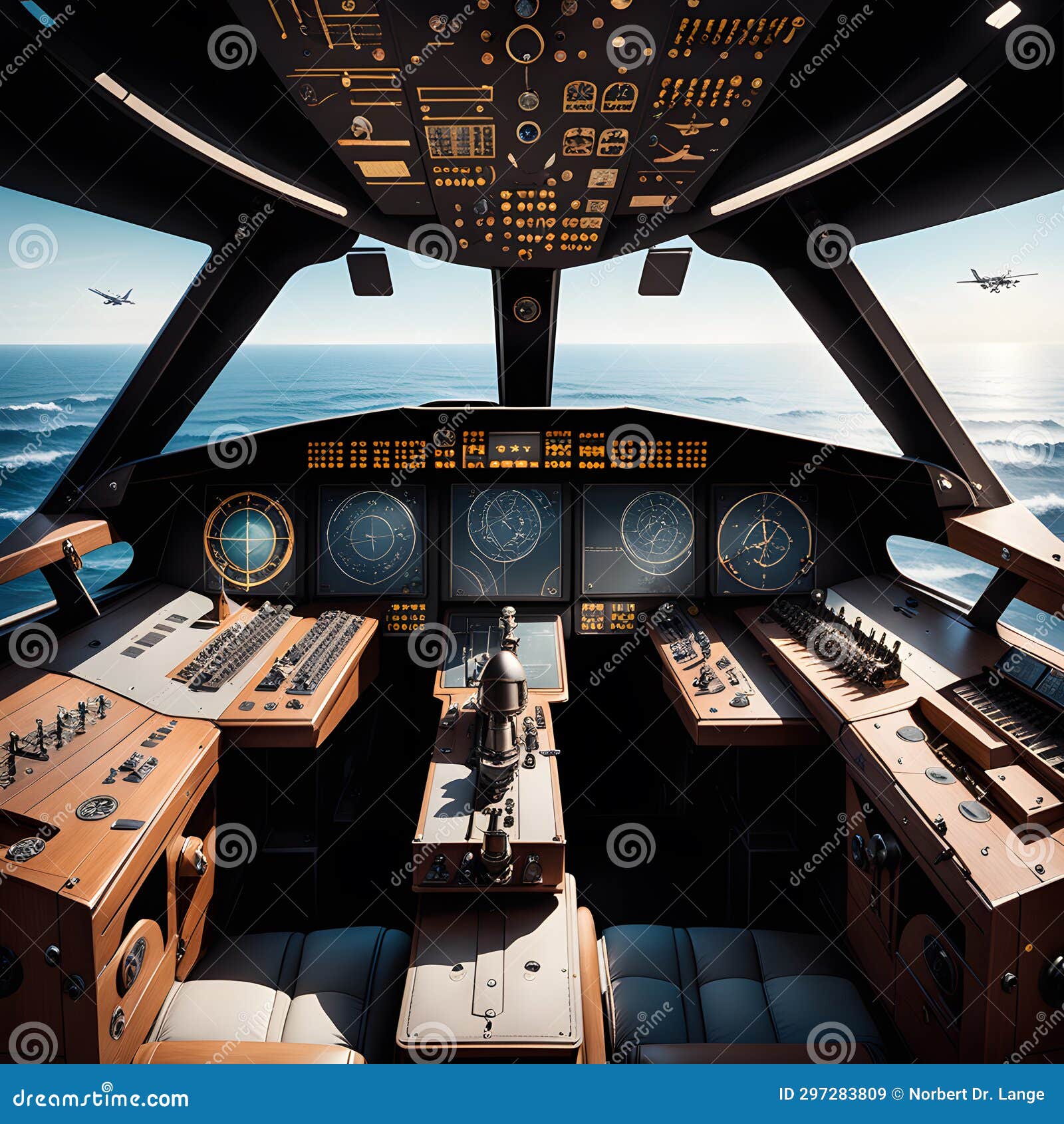 Airplane Cockpit, AI-generatet Stock Image - Image of radio, windows ...