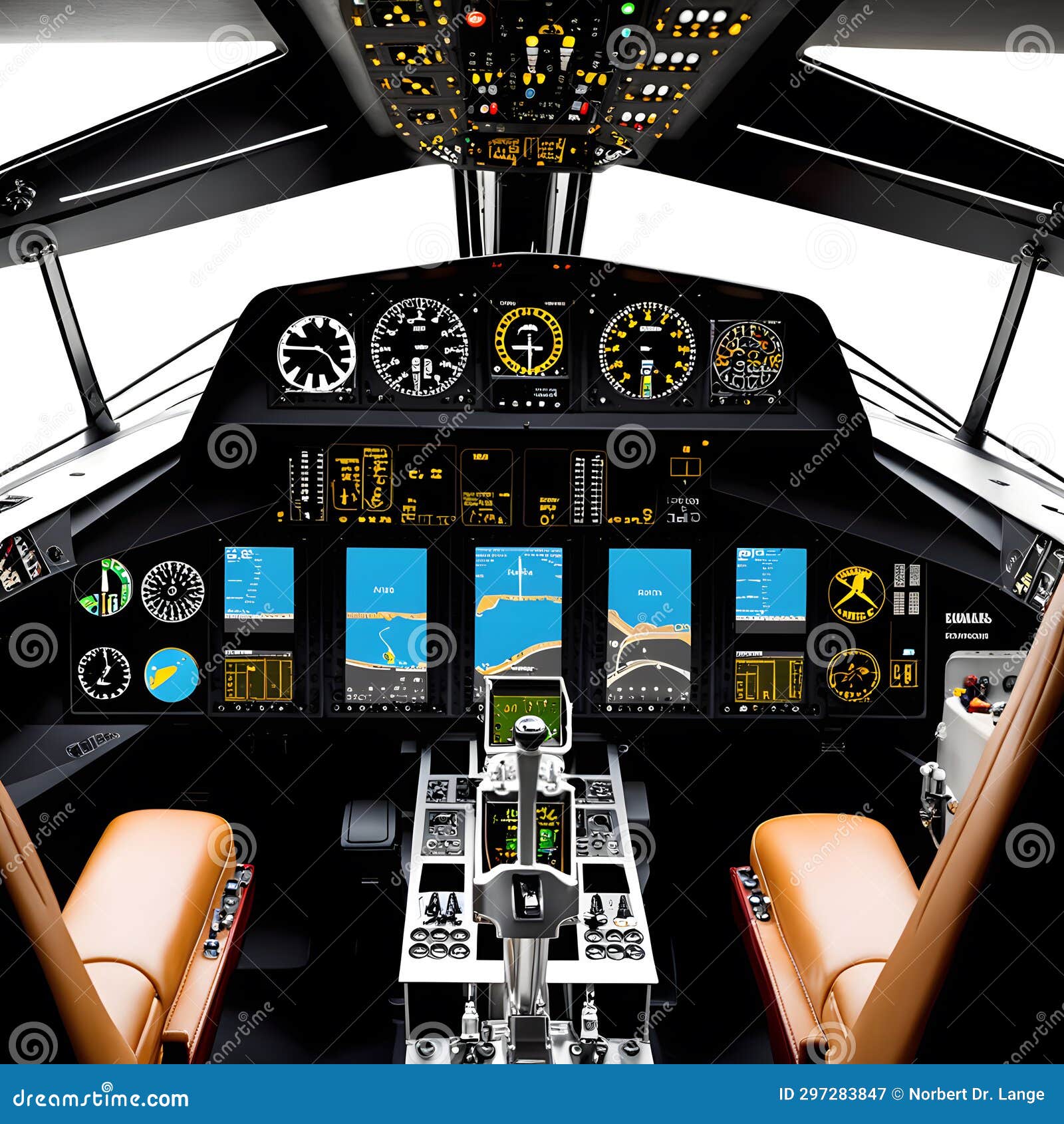 Airplane Cockpit, AI-generatet Stock Illustration - Illustration of ...