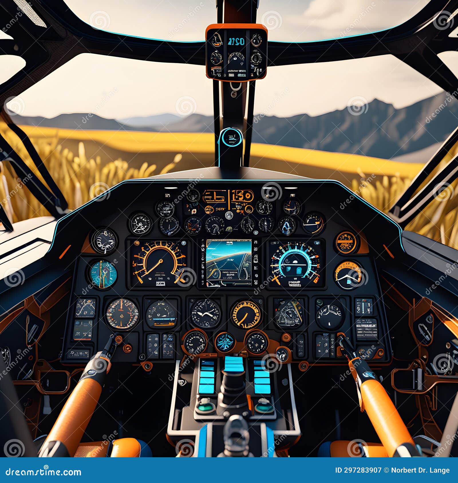 Airplane Cockpit, AI-generatet Stock Illustration - Illustration of ...