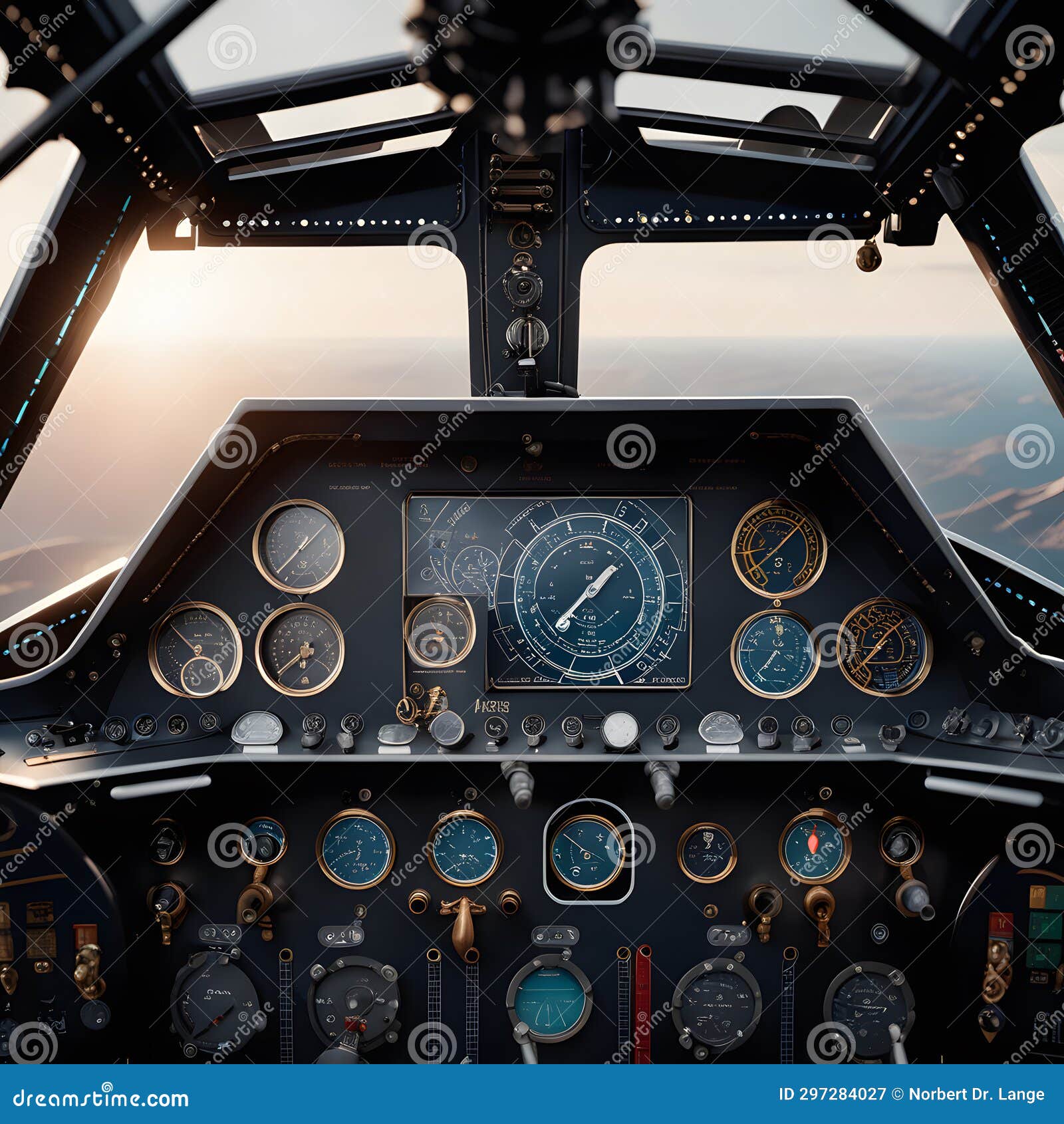 Airplane Cockpit, AI-generatet Stock Image - Image of radio, windows ...