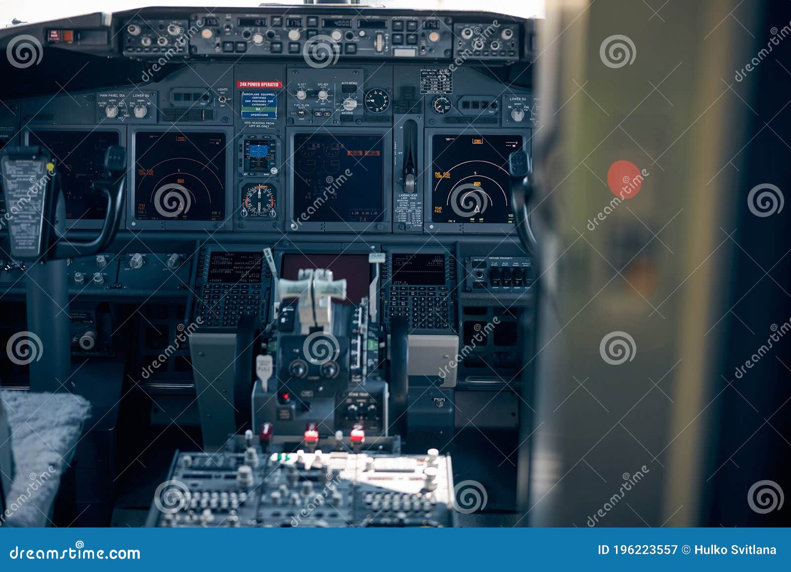 Airplane Cockpit with Control Panel and Flight Displays Stock Image ...