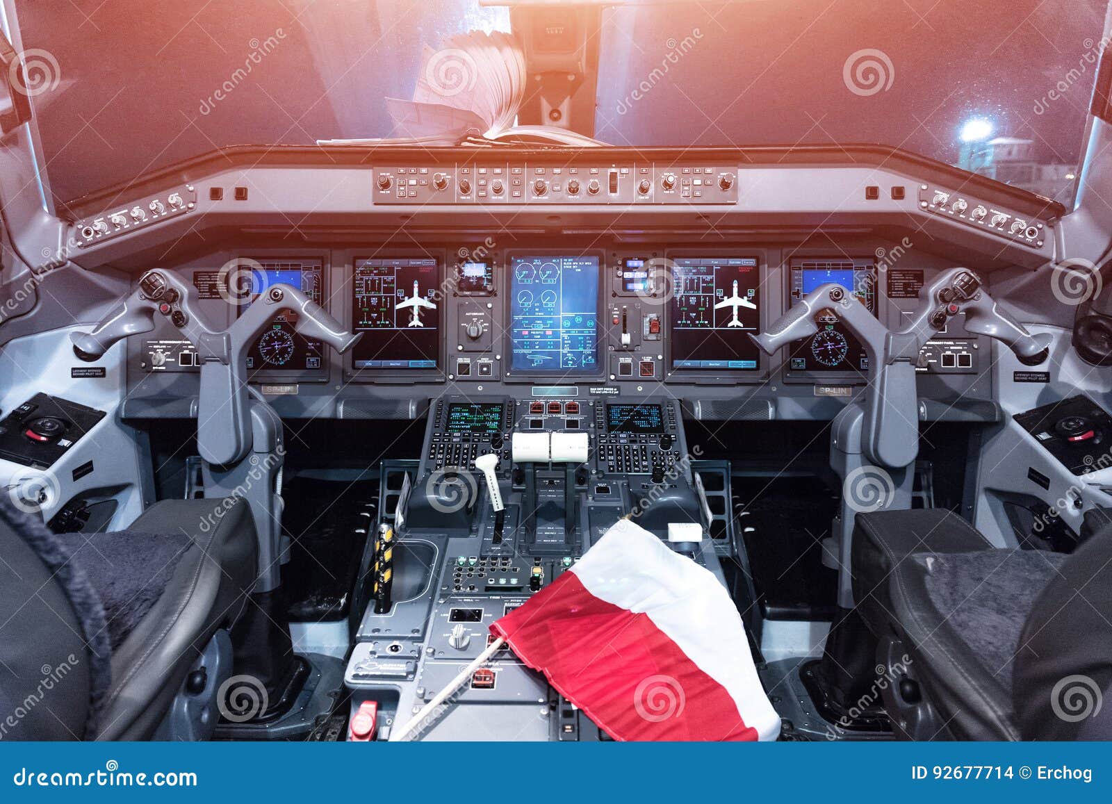 Airplane Cockpit of Embraer-175. Aircraft Cockpit. Stock Photo - Image ...