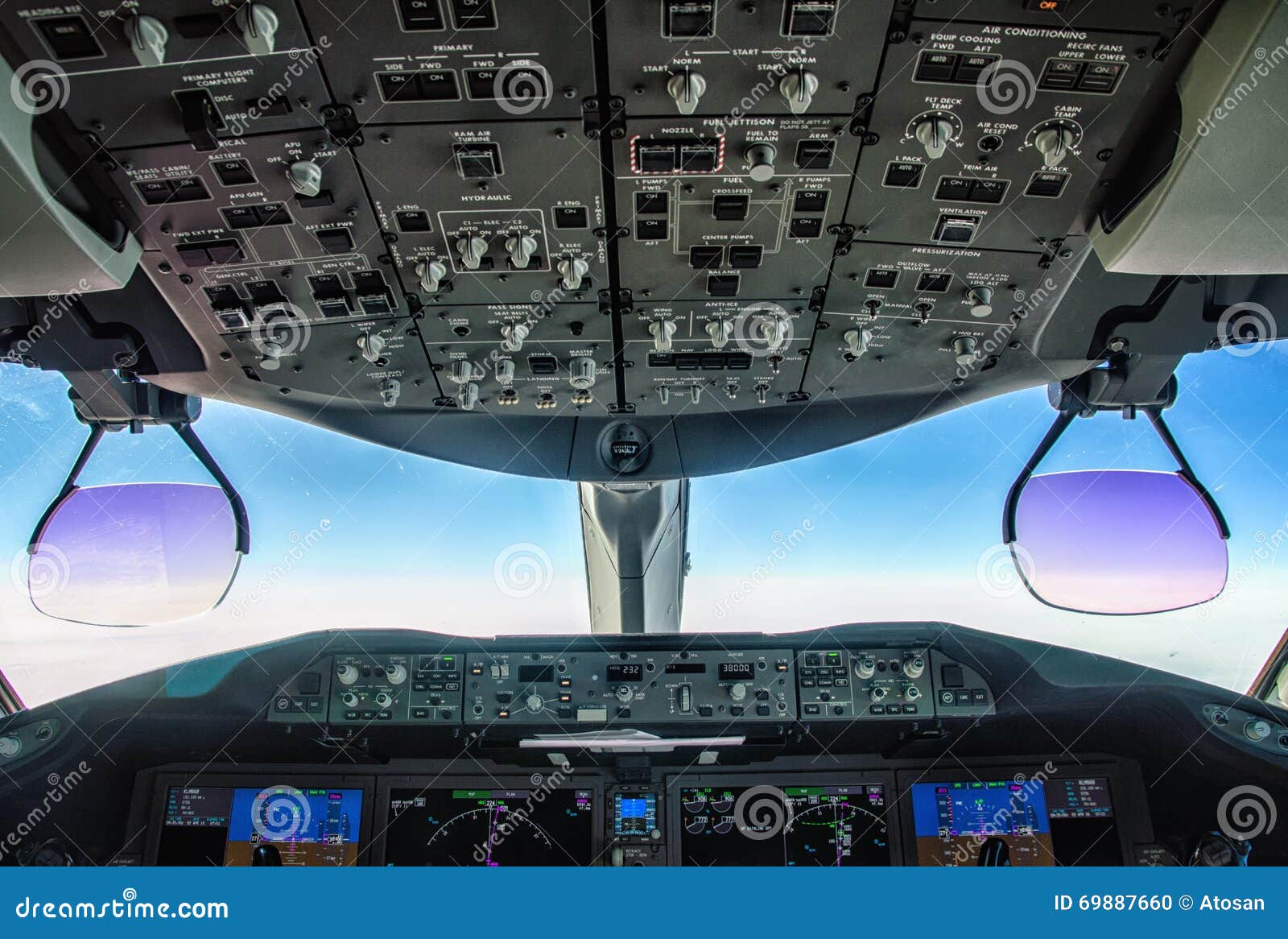 Airplane Cockpit editorial image. Image of monitor, pedal - 69887660
