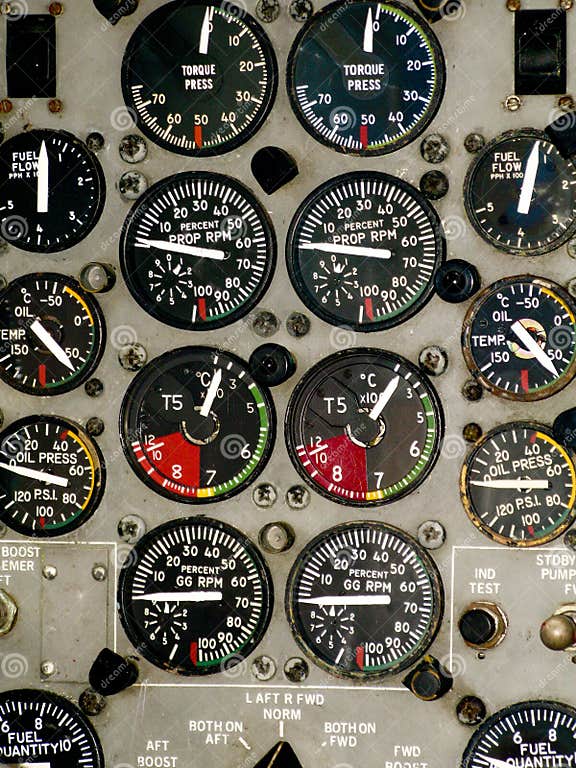 Airplane Cockpit Instruments Stock Photo - Image of guages, panel: 8379438
