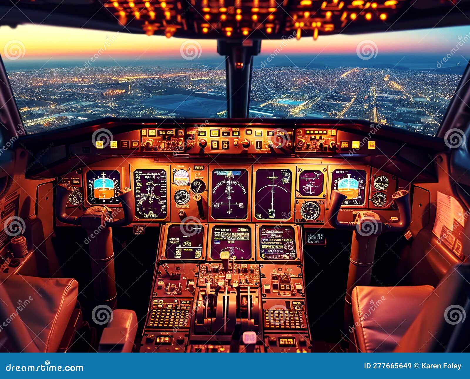 Airplane cockpit stock illustration. Illustration of panel - 277665649