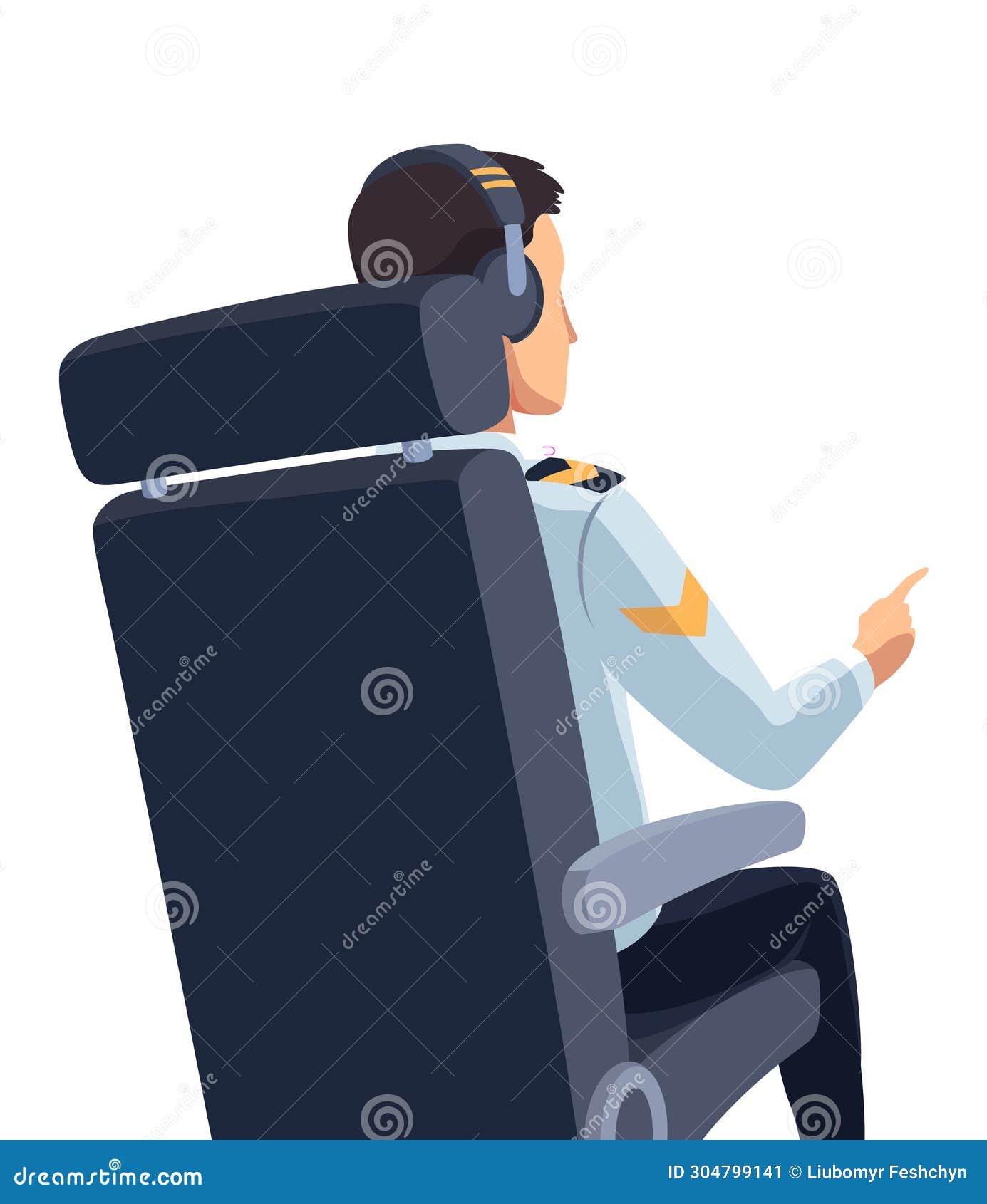 Airplane Cockpit Pilot. Back View of Crew Flying Airplane. Pilot or ...