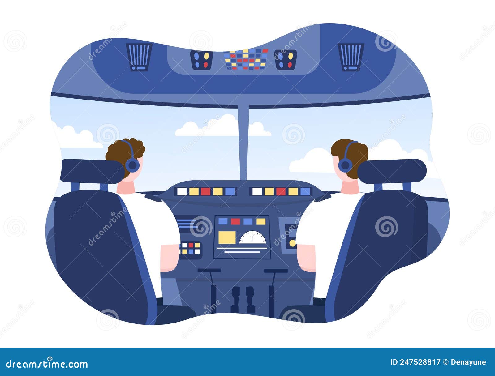 Airplane Cockpit with Pilot Sitting in Front of the Dashboard To Drive ...