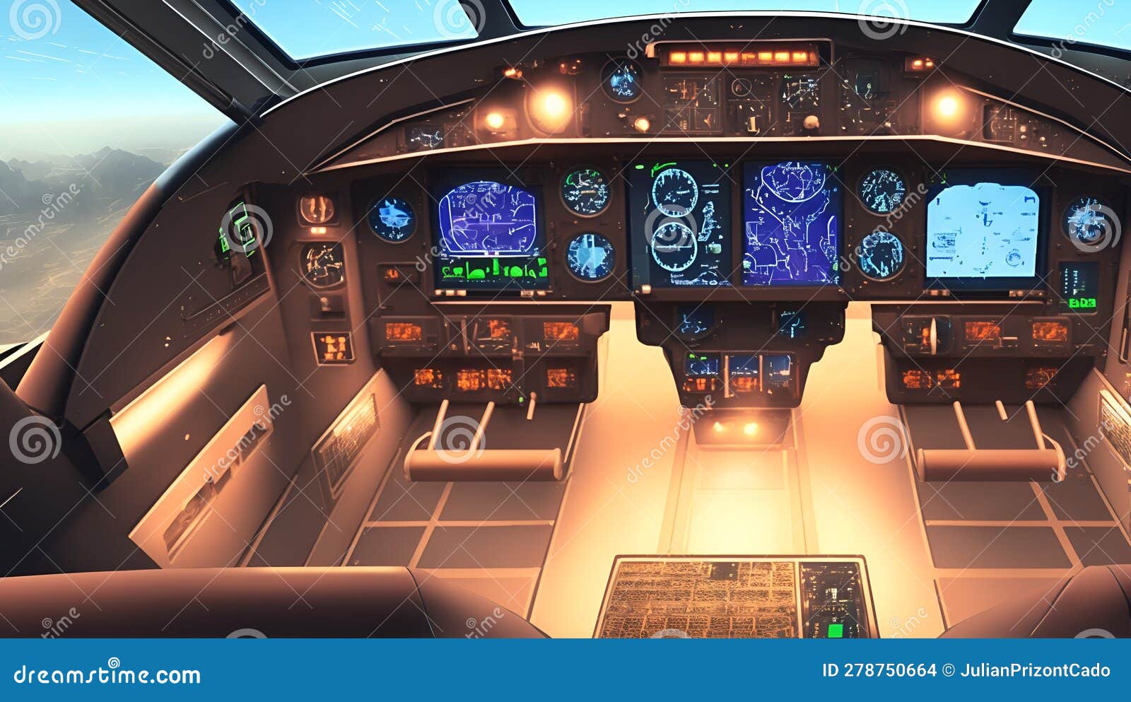 Airplane Cockpit Pilot View Created with Generative Ai Stock ...