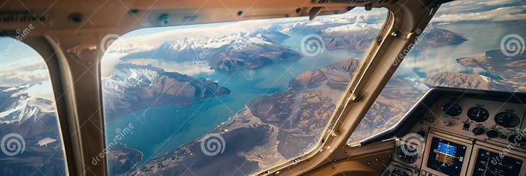 Airplane Cockpit Scene Featuring Flight Computer Displaying World Map ...