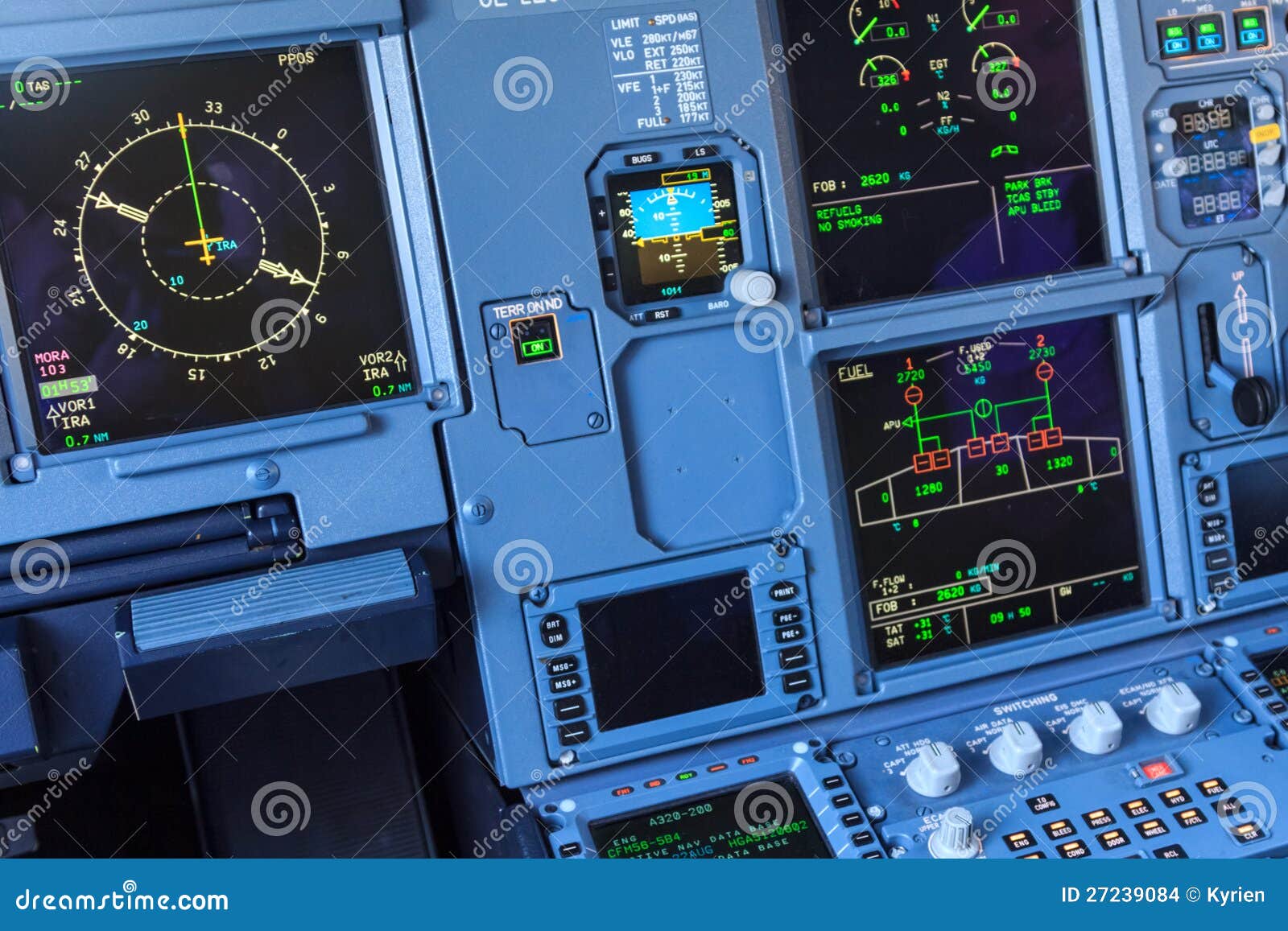 Airplane cockpit screens stock photo. Image of knob, instrument - 27239084