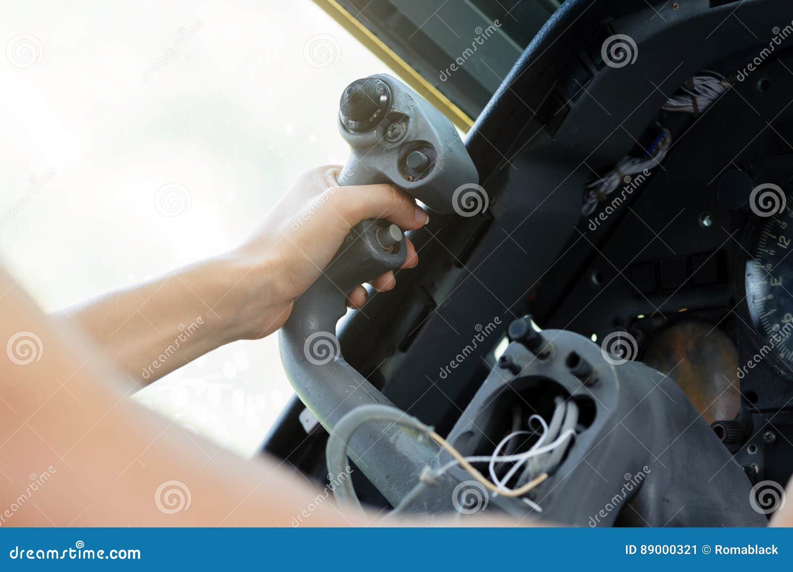 Airplane Cockpit Thrust Levers with Hand on Top for Takeoff Stock Image ...