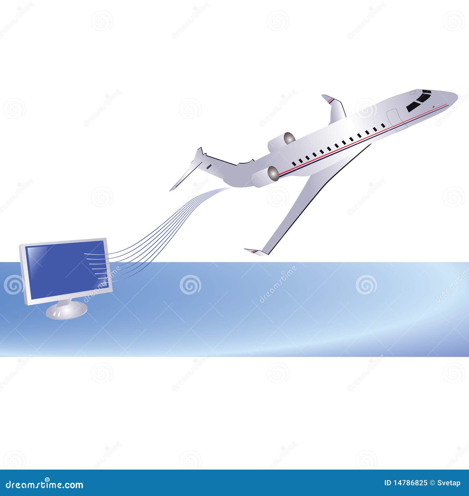 Airplane and computer stock vector. Illustration of business - 14786825