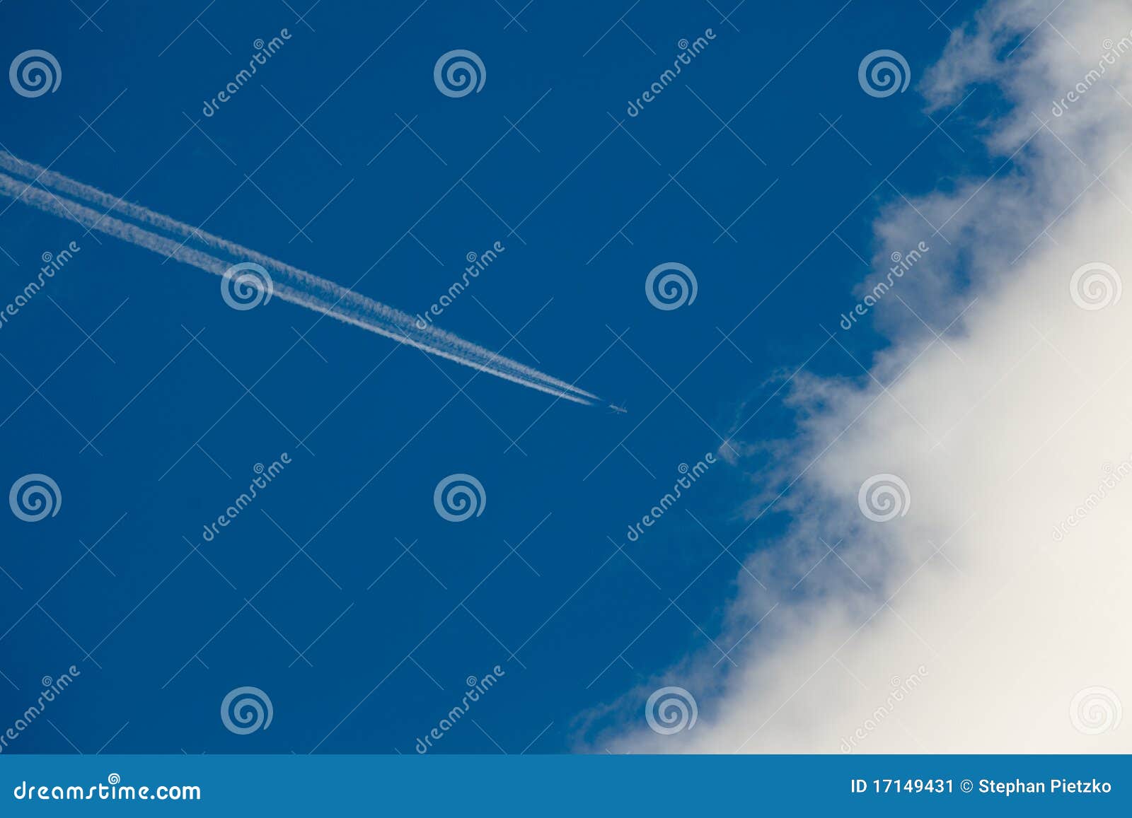 Airplane, Condensation Path, and Cloud Stock Image - Image of motion ...