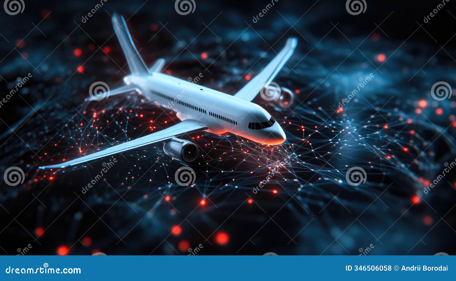 Airplane Connecting Destinations through Flight Paths. Stock ...