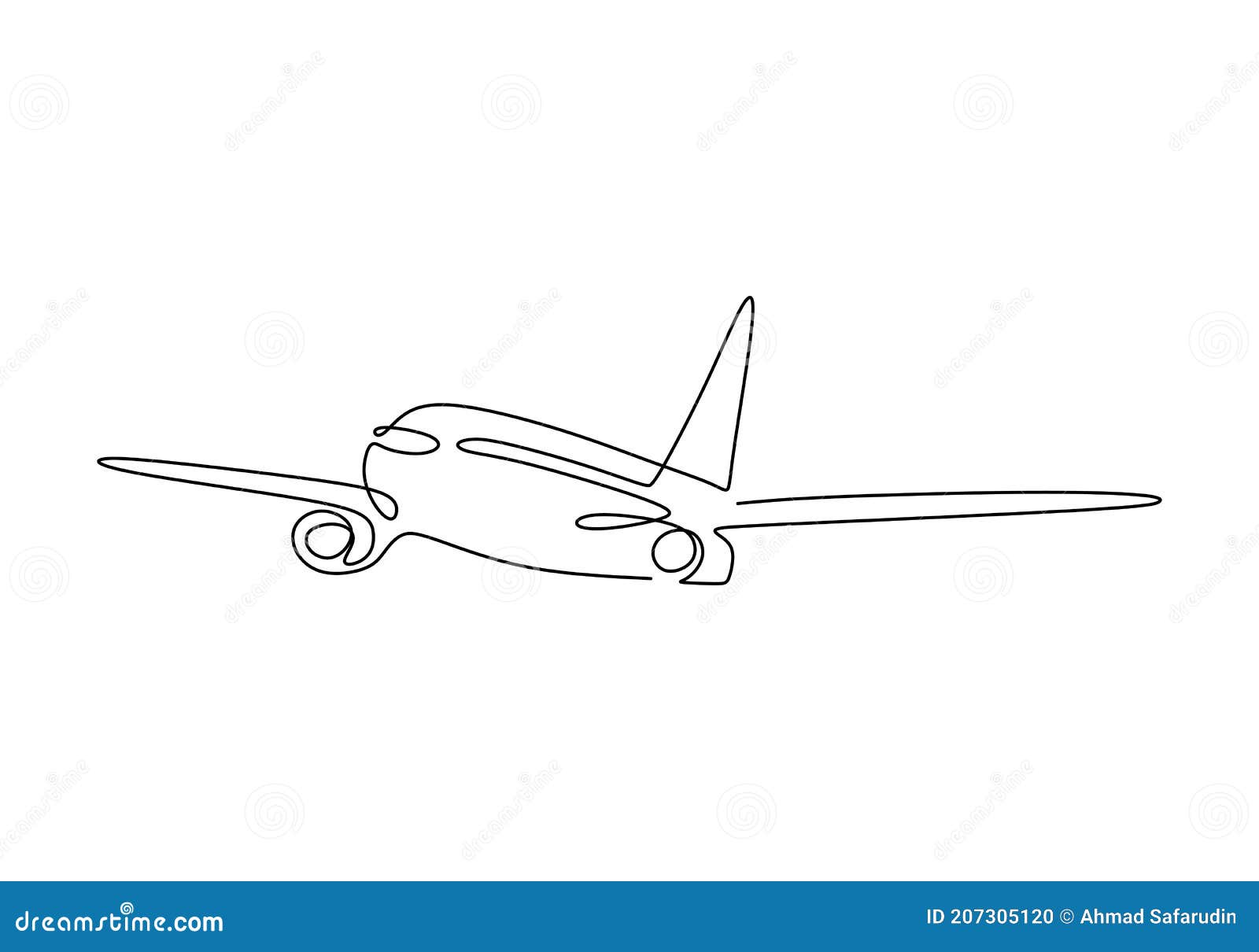 Airplane Continuous Line. Continuous Line Drawing Of Airplane Flying On ...