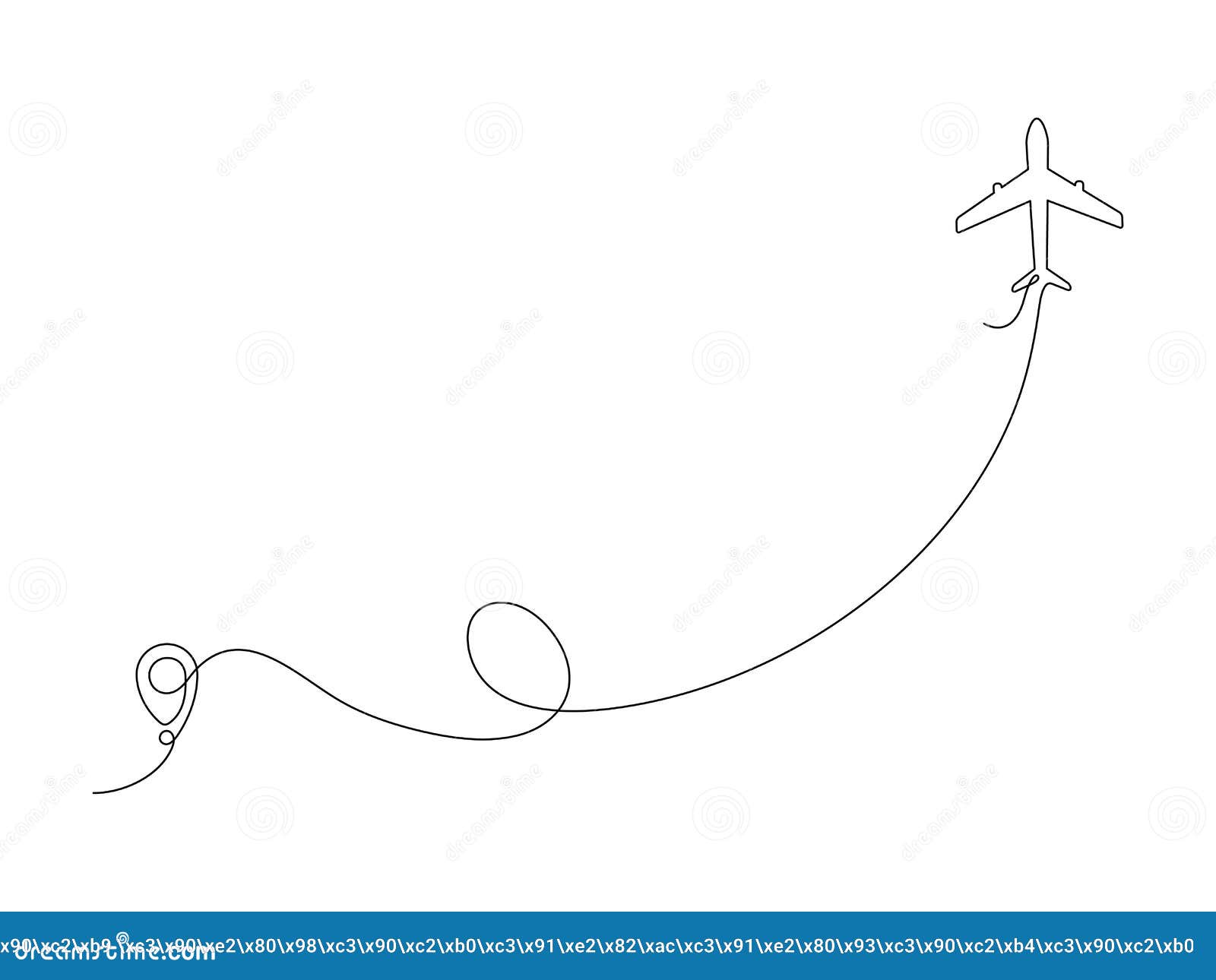 Airplane Continuous Line Drawing with Map Pin Pointer Stock ...