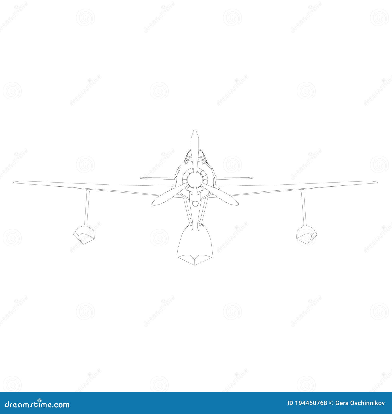 Airplane Contour for Landing on Water. Front View Stock Vector ...