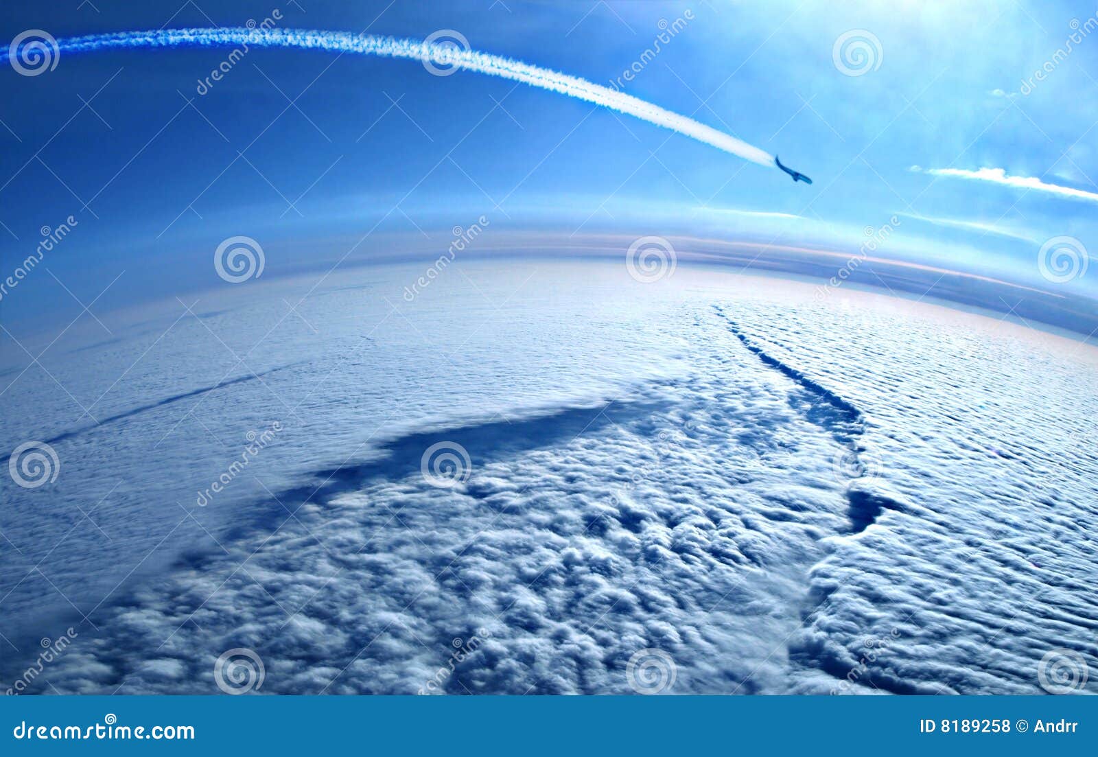 Airplane Contrails in the Blue Sky Stock Photo - Image of atmosphere ...