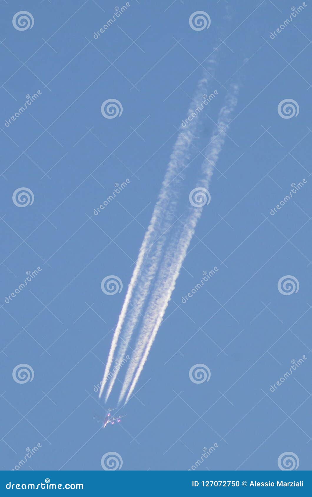 4 airplane contrails stock photo. Image of flight, trace - 127072750