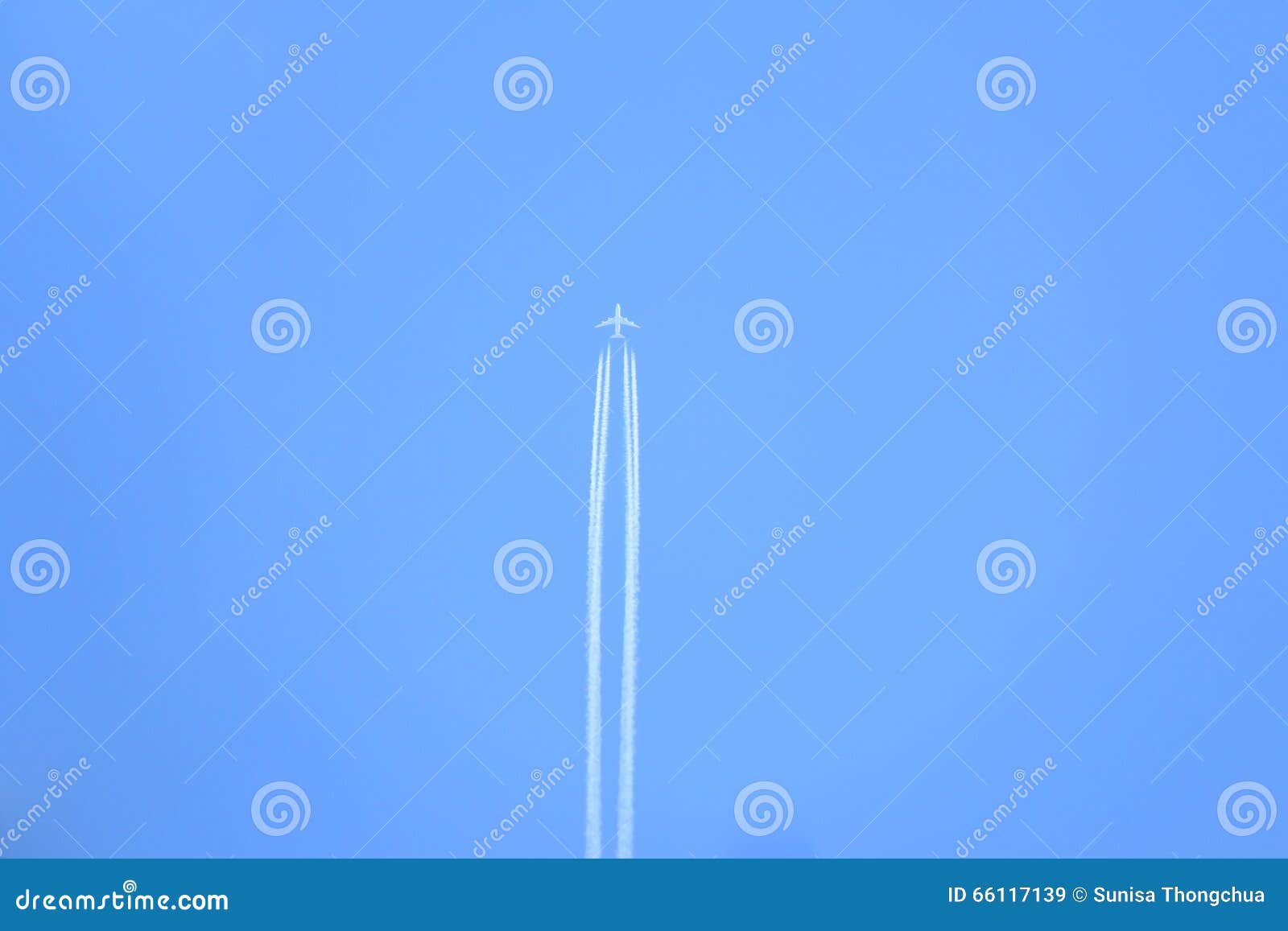 Airplane Contrails in the Sky Stock Illustration - Illustration of ...