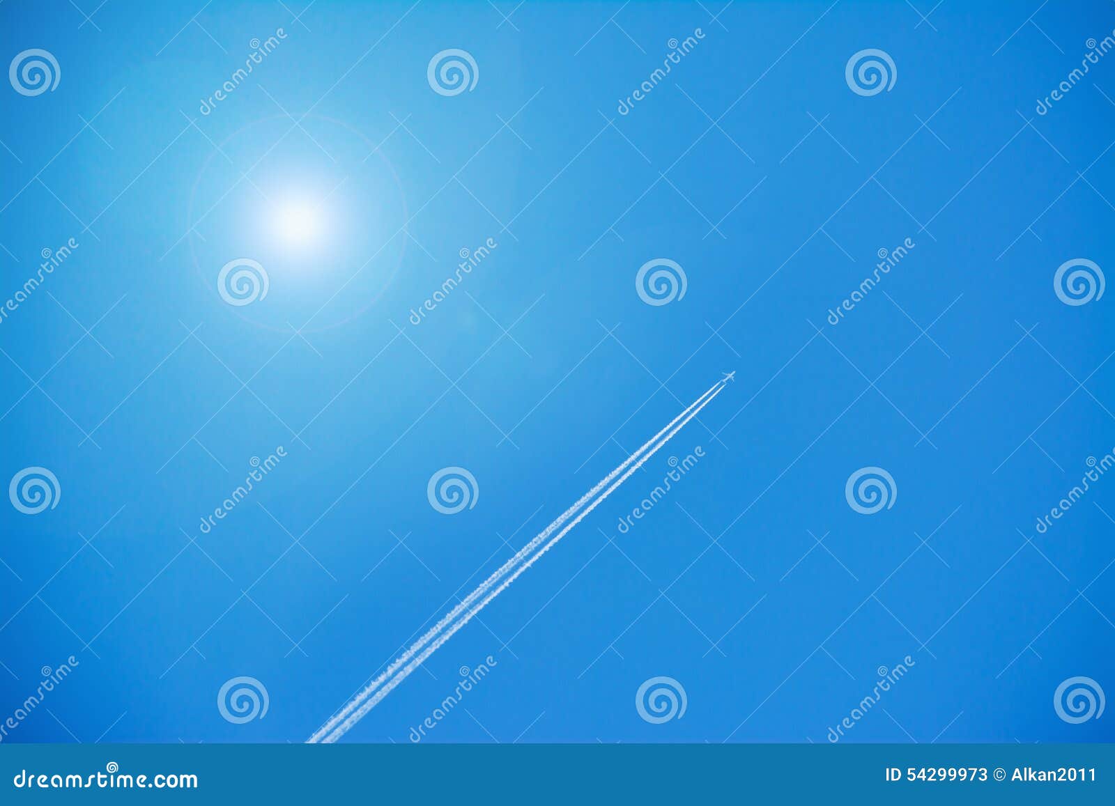 Airplane And Its Contrails Head In The Direction Of Conifer Treetops ...