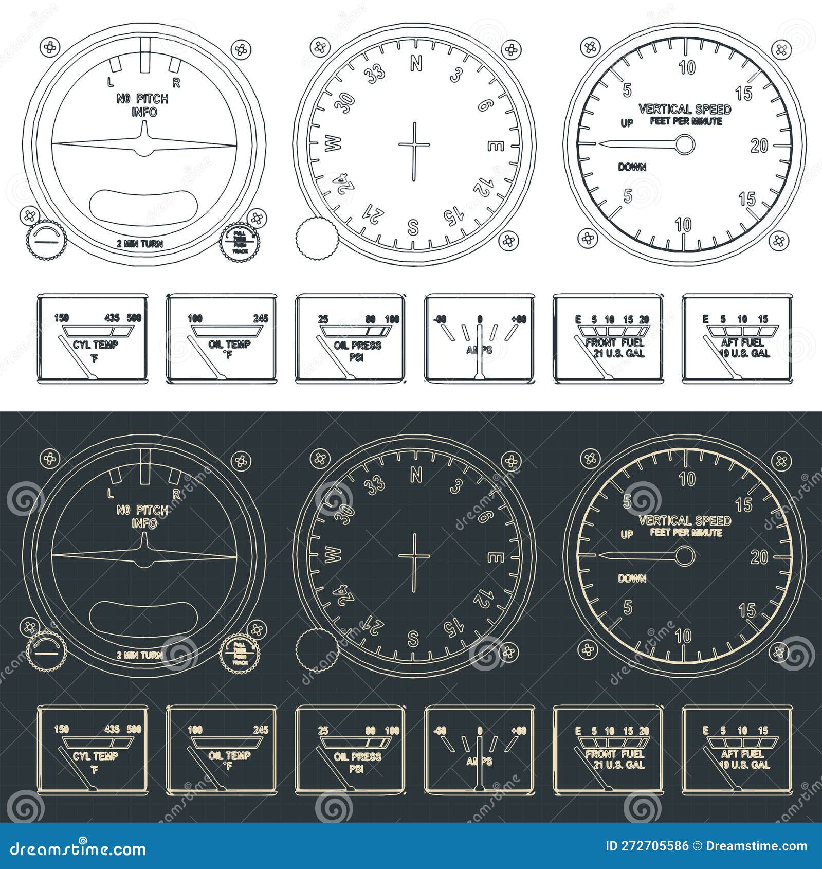 Airplane Control Panel Drawings Stock Vector - Illustration of ...