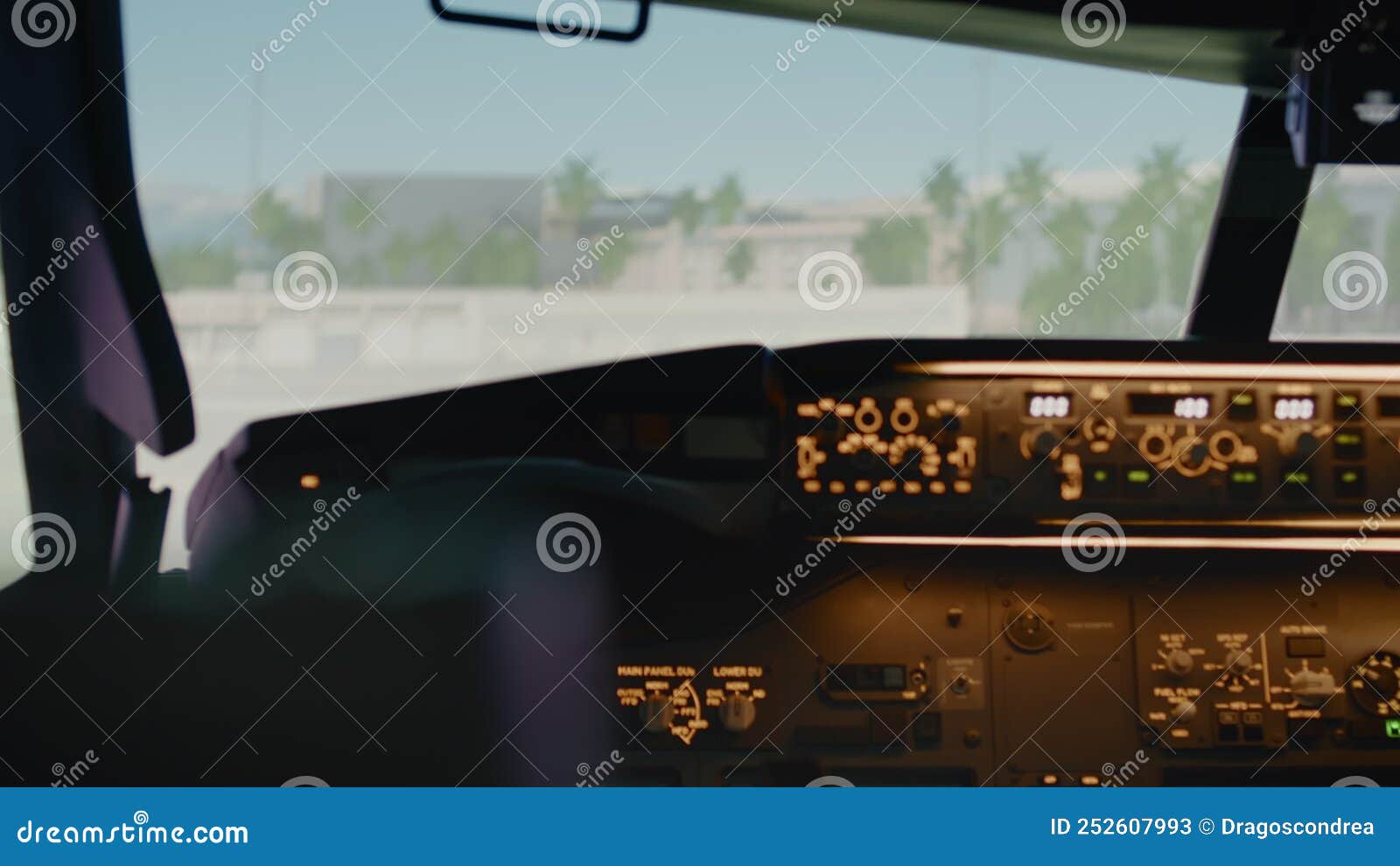 Airplane Control Panel with Switch and Lever in Cockpit To Takeoff ...