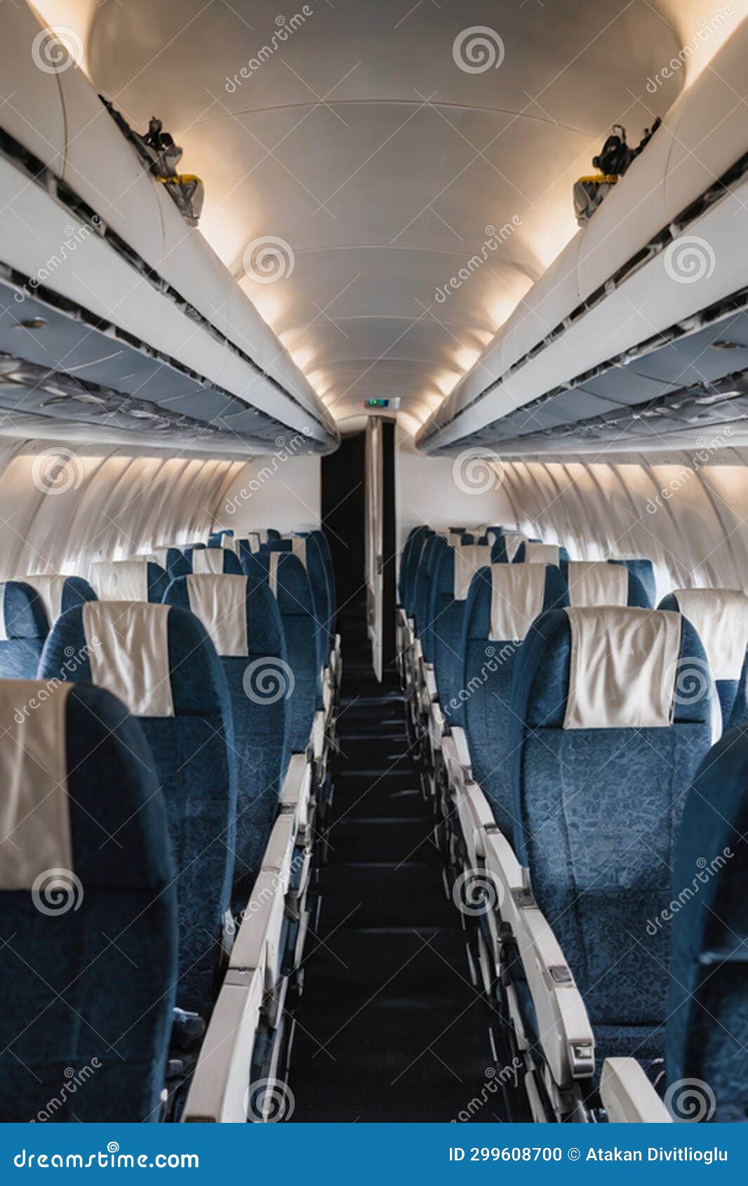 An Airplane Corridor and Seats Stock Photo - Image of inside, cabin ...