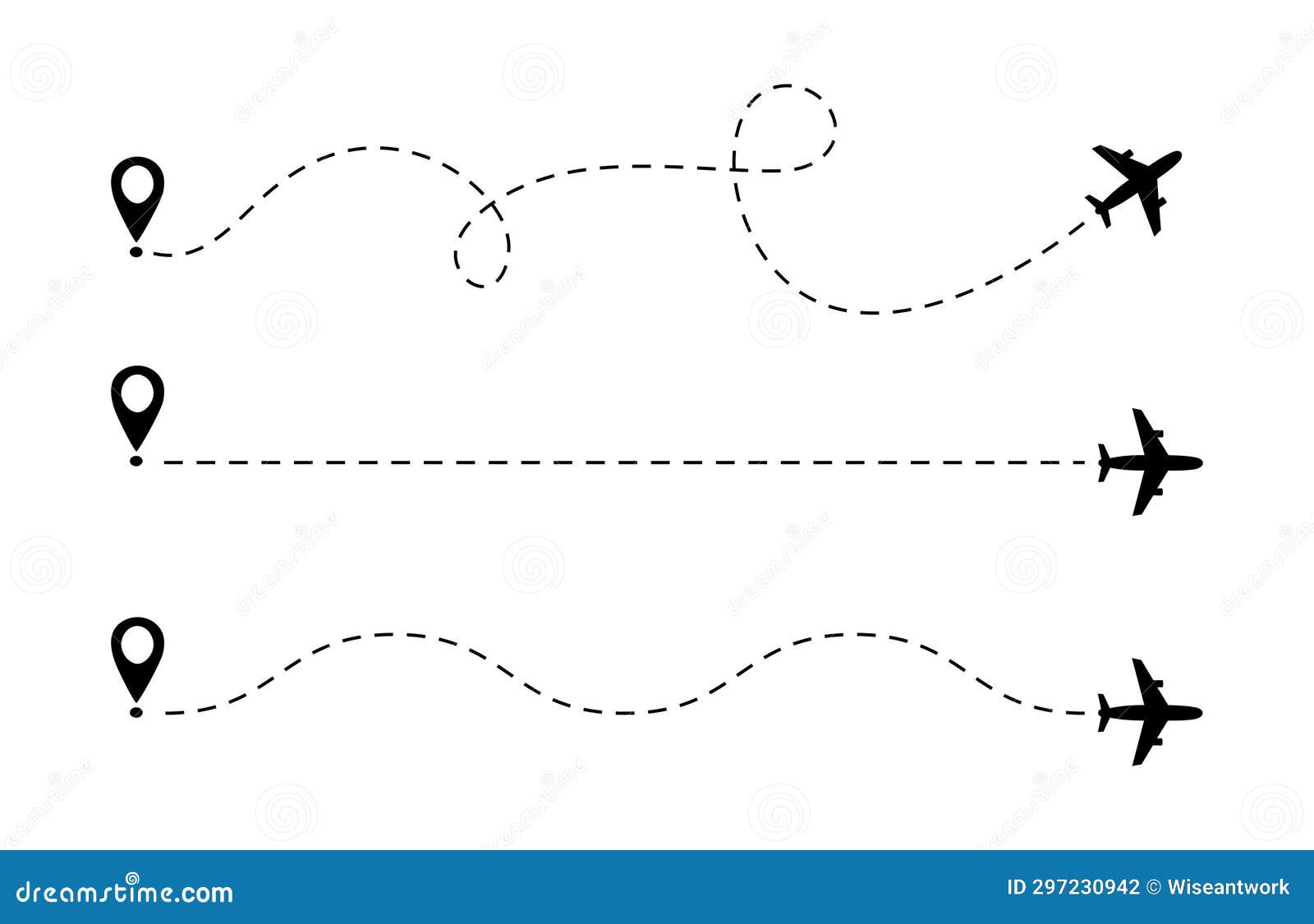 Airplane Dash Line Flight Route Stock Photography | CartoonDealer.com ...
