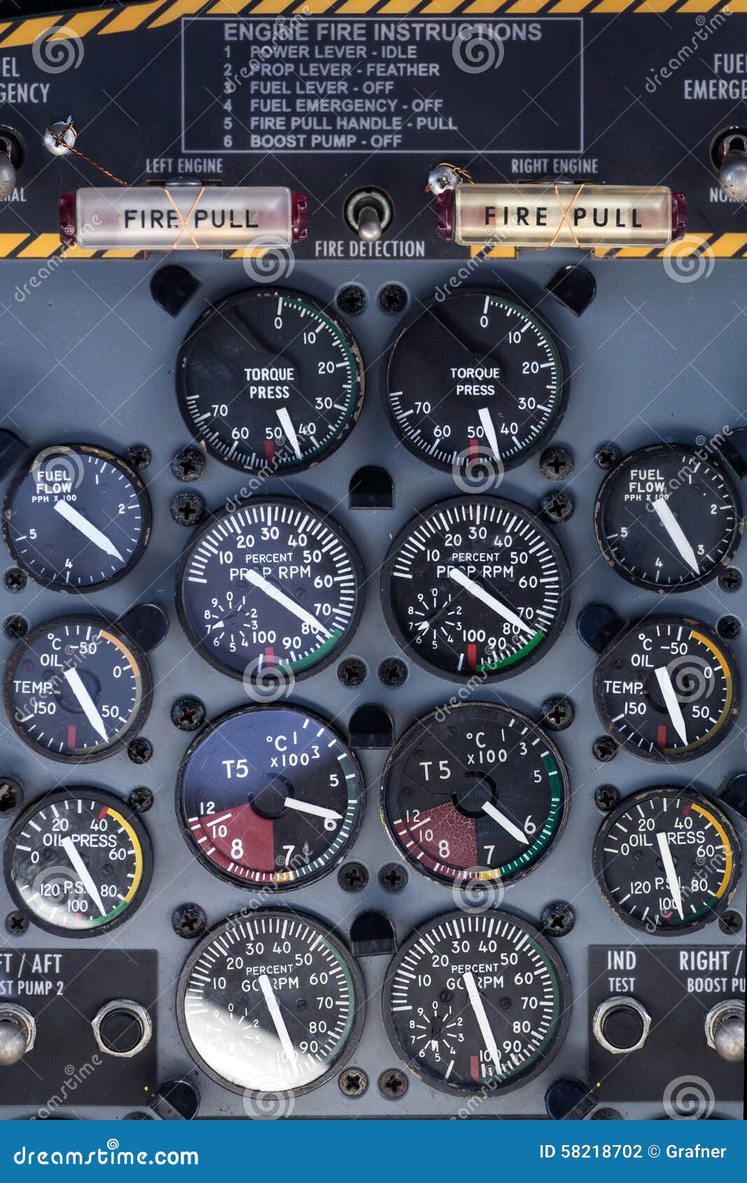 Airplane Dashboard with Circular Instruments Stock Photo - Image of ...