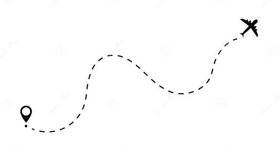 Airplane Dashed Line Path Black and Color Versions Stock Vector ...