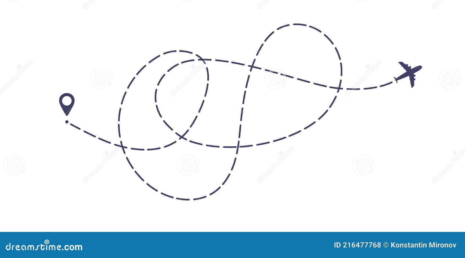 Airplane Dashed Line Path Flat Style Design Vector Illustration ...