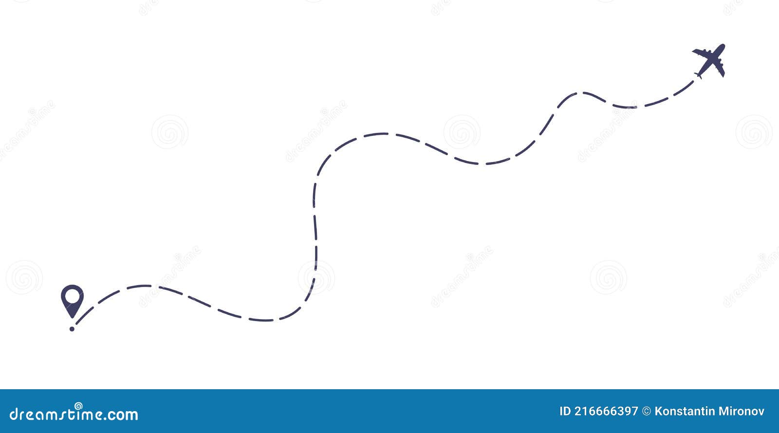 Airplane Dashed Line Path Flat Style Design Vector Illustration ...