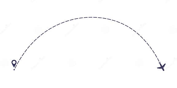 Airplane Dashed Line Path Flat Style Design Vector Illustration ...