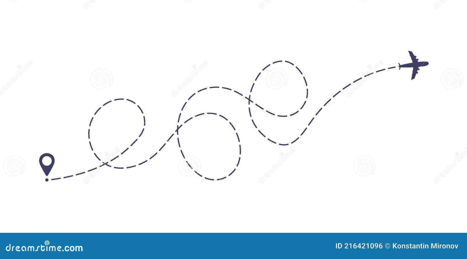 Airplane Dashed Line Path Flat Style Design Vector Illustration