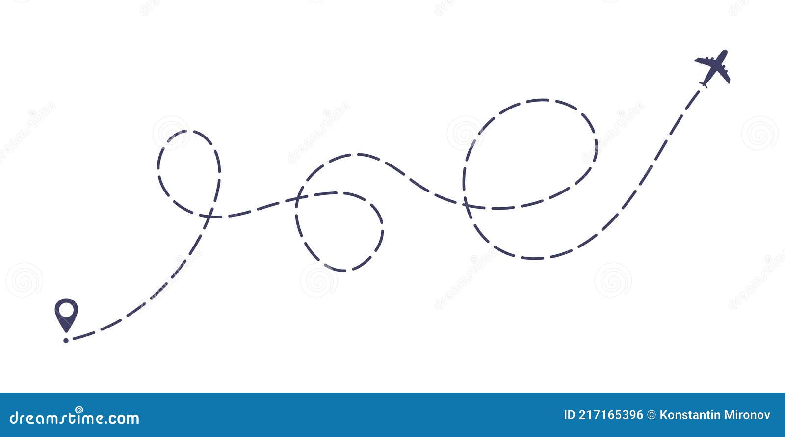 Airplane Dashed Line Path Flat Style Design Vector Illustration ...