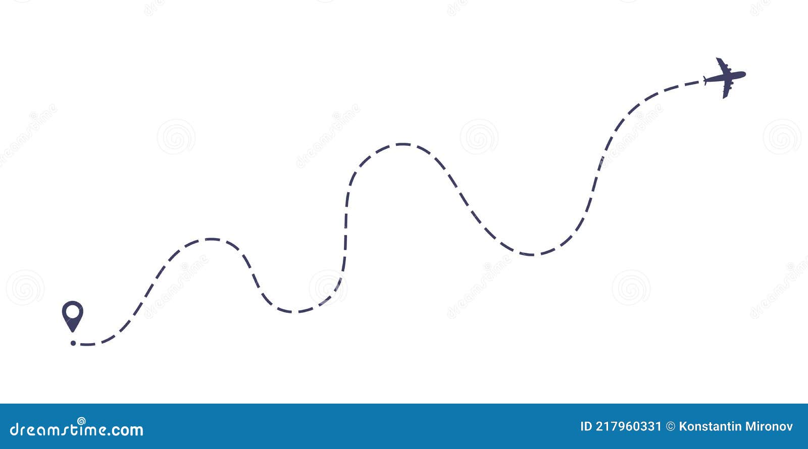 Airplane Dashed Line Path Flat Style Design Vector Illustration ...