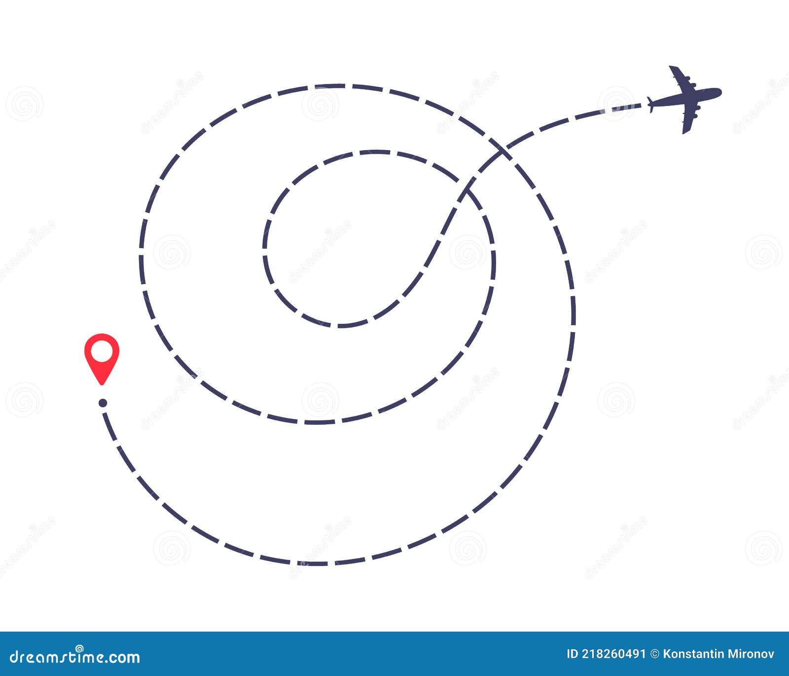Airplane Dashed Line Path A Travel Concept, Schematic Flight Route With ...