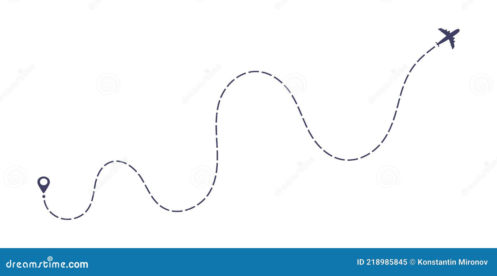 Airplane Dashed Line Path Flat Style Design Vector Illustration ...
