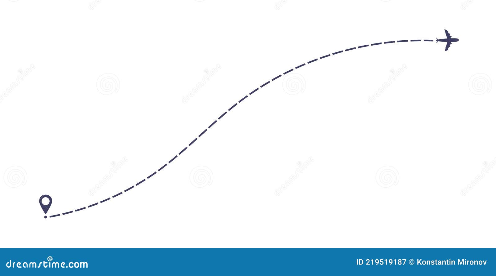 Airplane Dashed Line Path Flat Style Design Vector Illustration ...