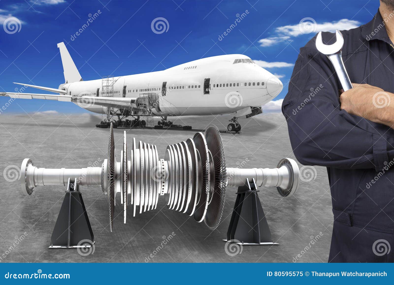 This Airplane is Disassembled To Basic Parts and Workers and Eng Stock ...