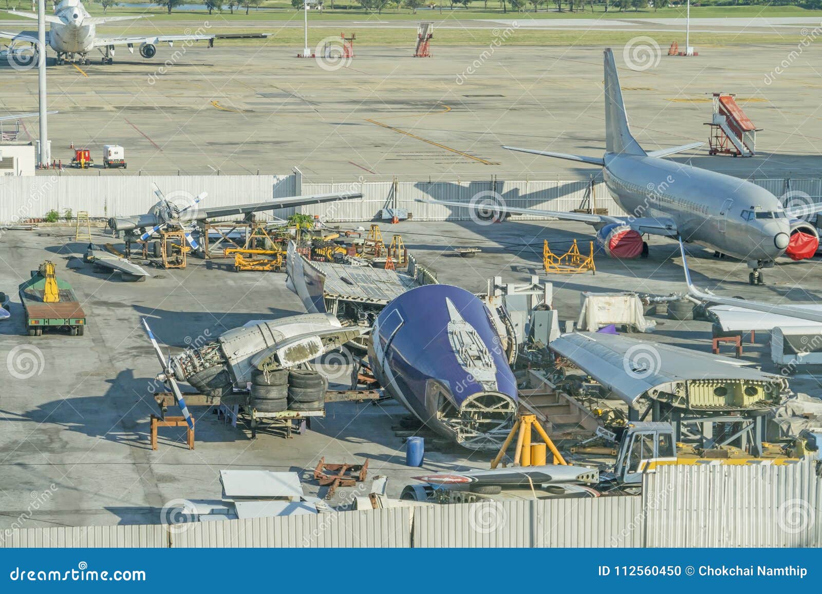 Airplane are Disassembled To Parts and Old Stock Photo - Image of ...
